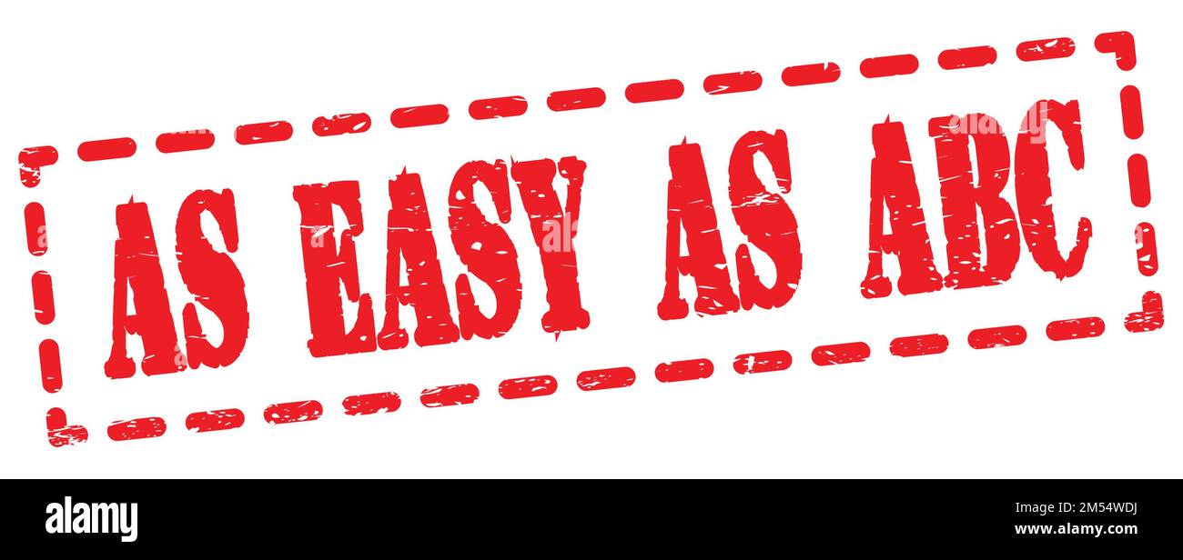AS EASY AS ABC text written on red dash stamp sign Stock Photo - Alamy