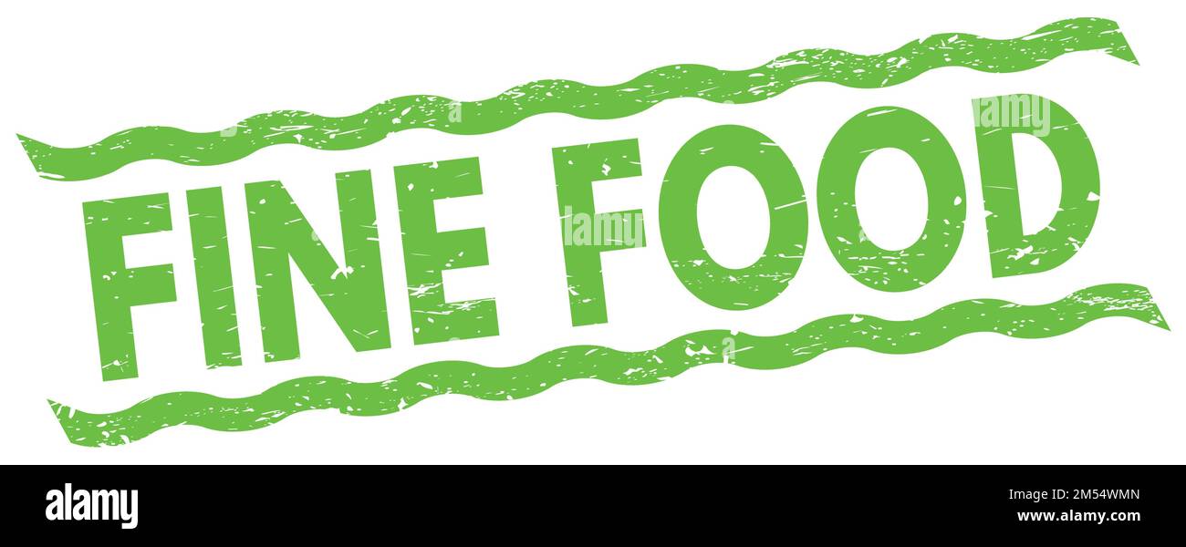 FINE FOOD text written on green lines stamp sign Stock Photo - Alamy