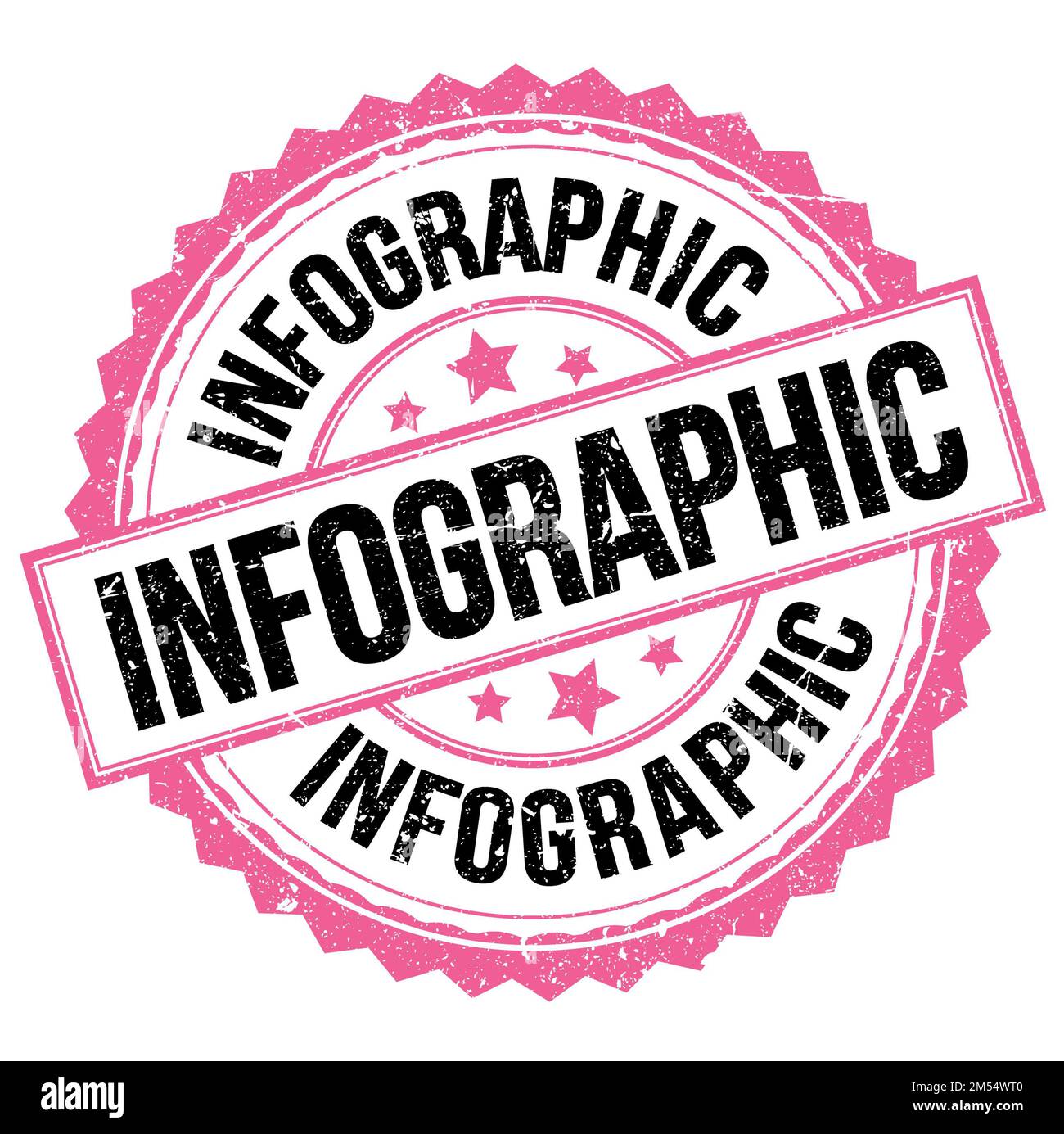 INFOGRAPHIC text written on pink-black round stamp sign Stock Photo - Alamy