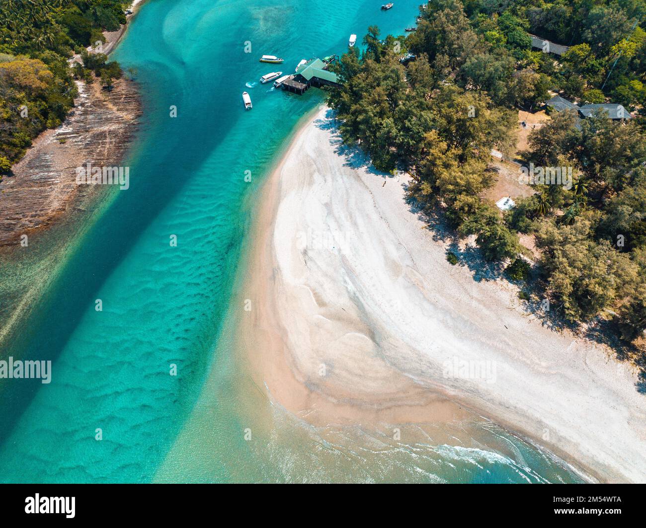 Aerial view of Ao Pante Malacca port in Koh Tarutao national park in ...