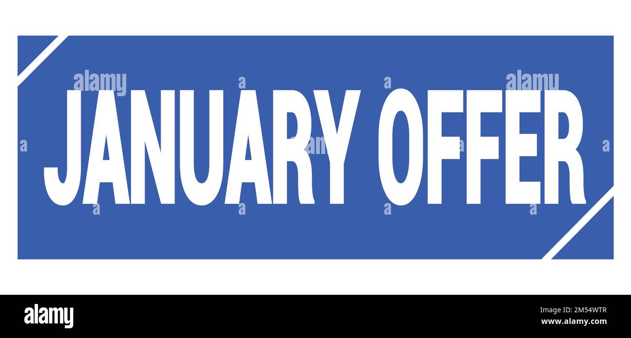 JANUARY OFFER text written on blue grungy stamp sign Stock Photo - Alamy