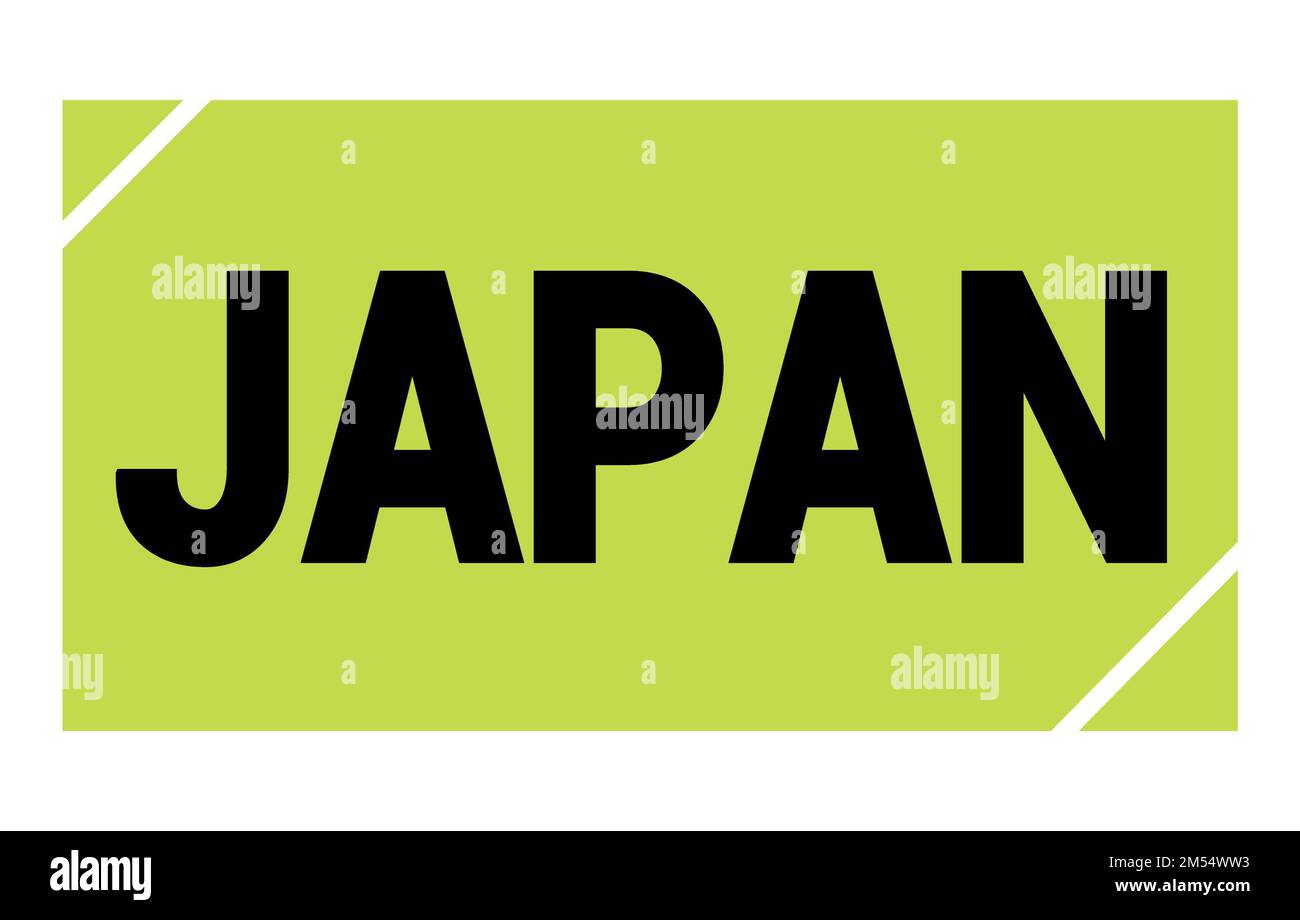 JAPAN text written on green-black rectangle stamp sign Stock Photo - Alamy