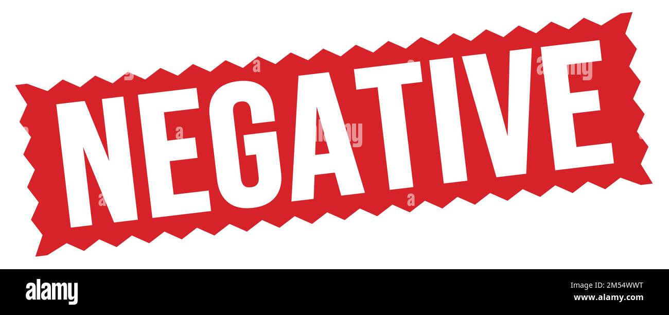 NEGATIVE text written on red zig-zag stamp sign Stock Photo - Alamy