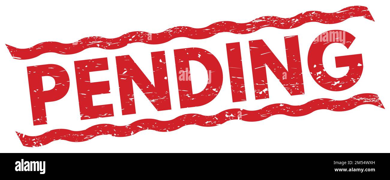 PENDING text written on red lines stamp sign Stock Photo - Alamy