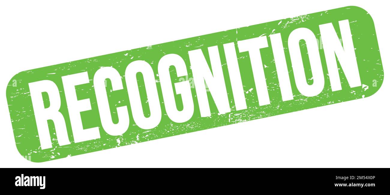 RECOGNITION text written on green grungy stamp sign Stock Photo - Alamy