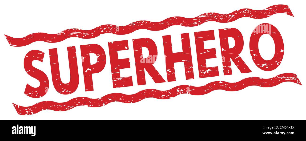 SUPERHERO text written on red lines stamp sign Stock Photo - Alamy