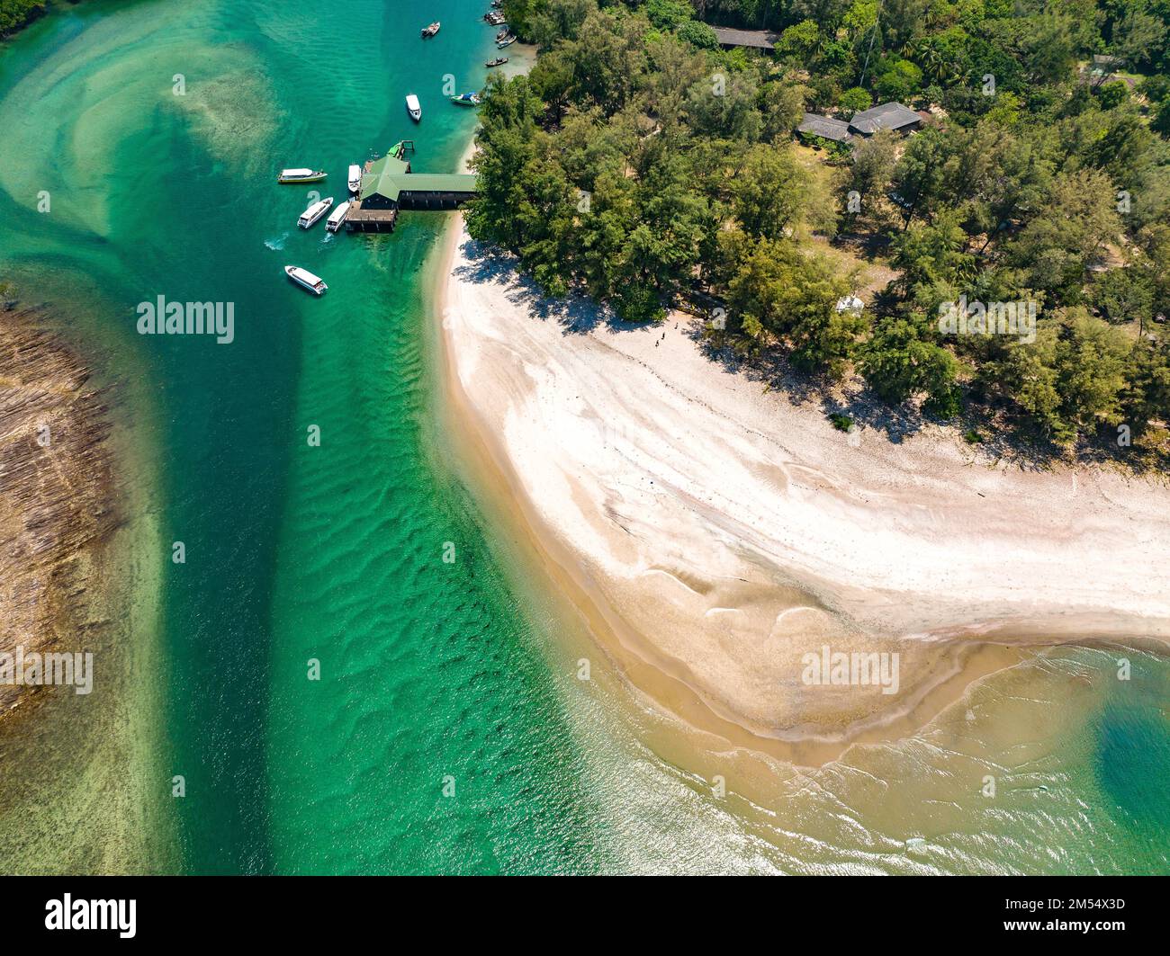 Aerial view of Ao Pante Malacca port in Koh Tarutao national park in ...
