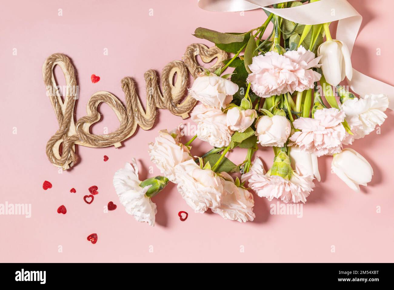 Valentine's Day background with love letters and beautiful spring ...