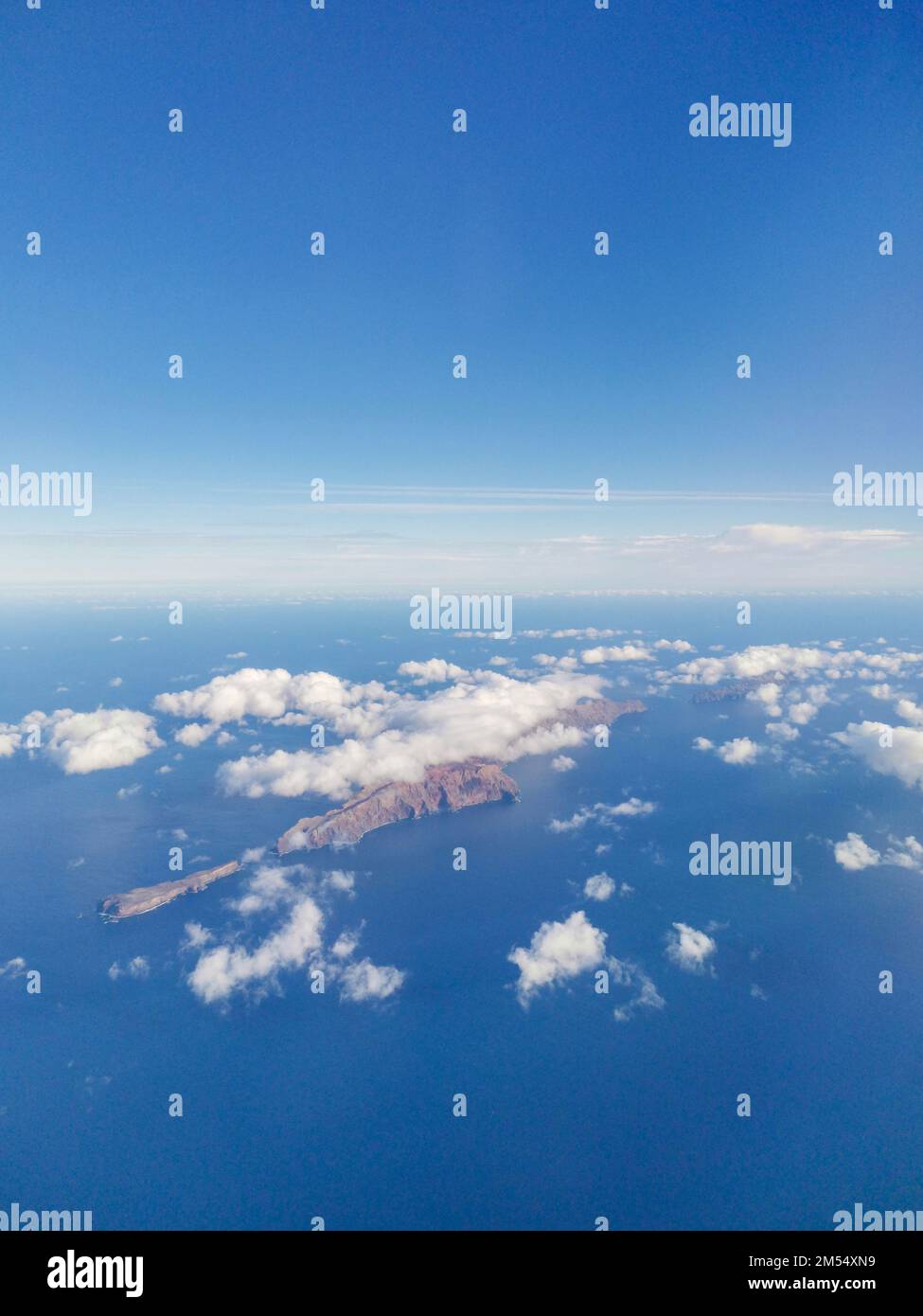 Group of islands in Atlantic Ocean. Aerial view of volcanic islands ...
