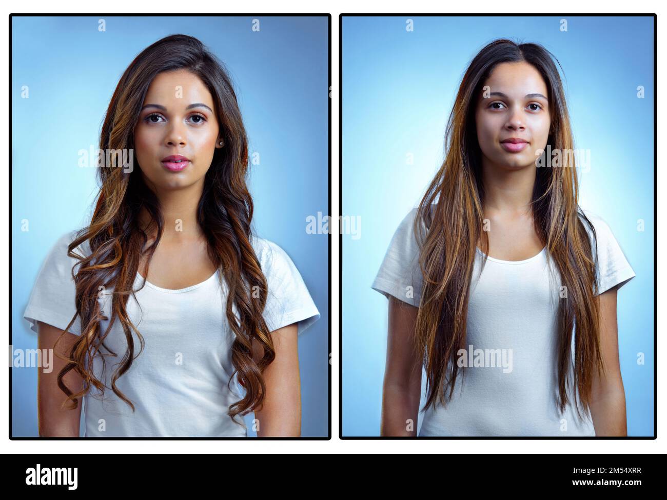 I gave my hair care routine a revamp. Before and after studio shot of a ...
