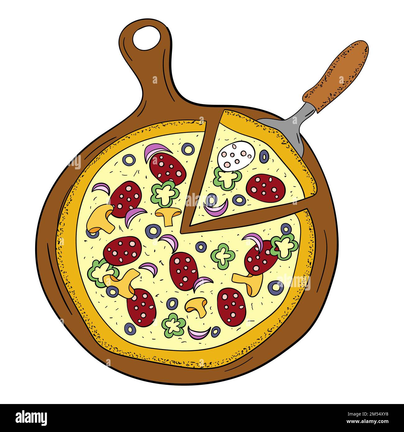 Pizza slice on wood Stock Vector Images - Alamy