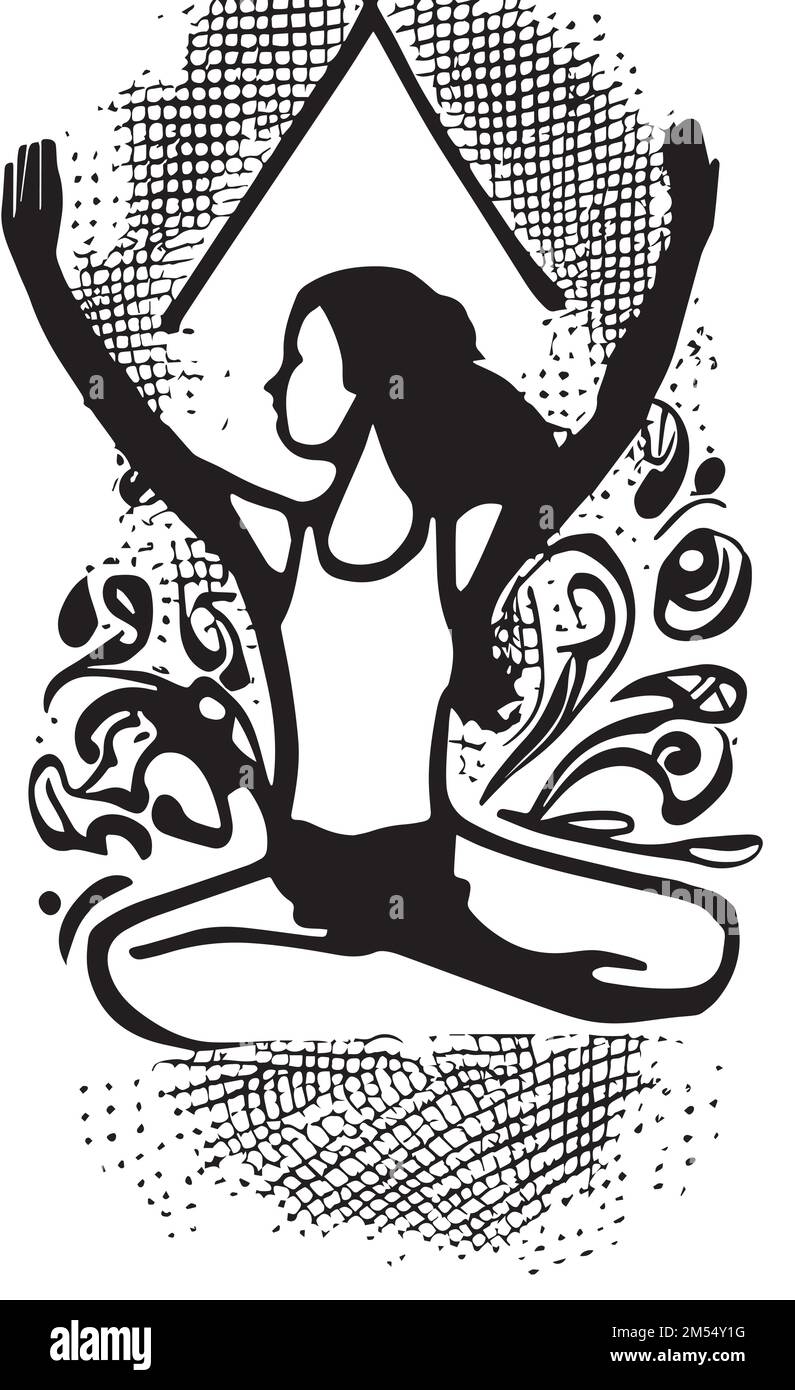 Yoga girl silhouette, studio logo conceptual illustration. Yoga and SPA ...