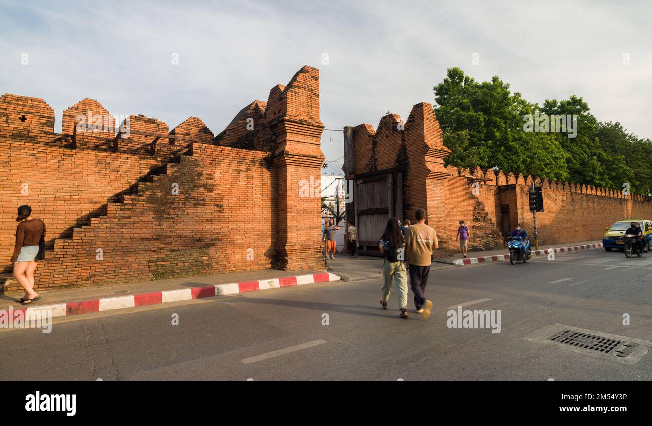 Chiang Mai, Thailand.November 07, 2022. Pratu Tha Phae gate. Tourists ...