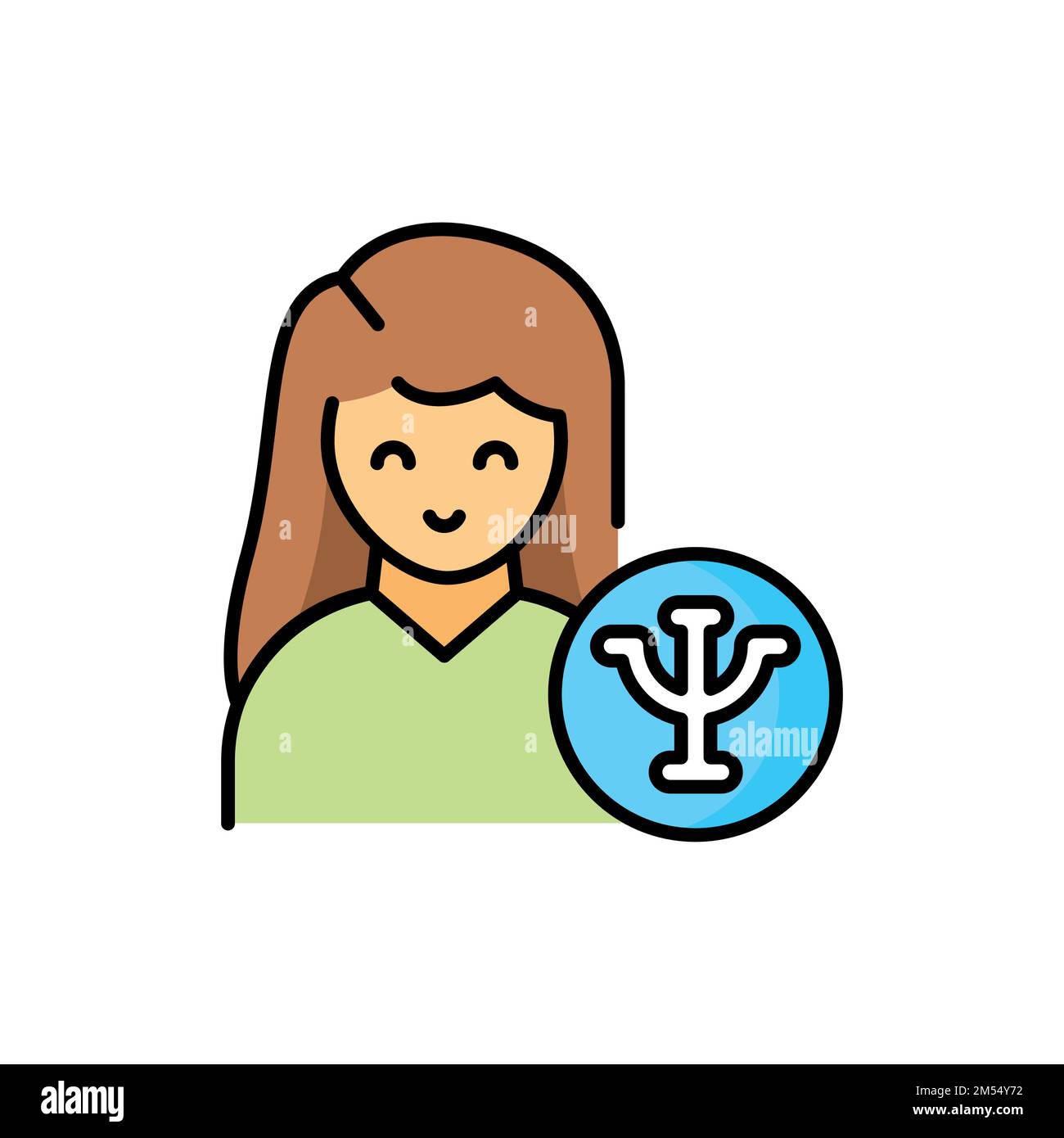 Psychologist color line icon. Mental health. Woman profession. People ...