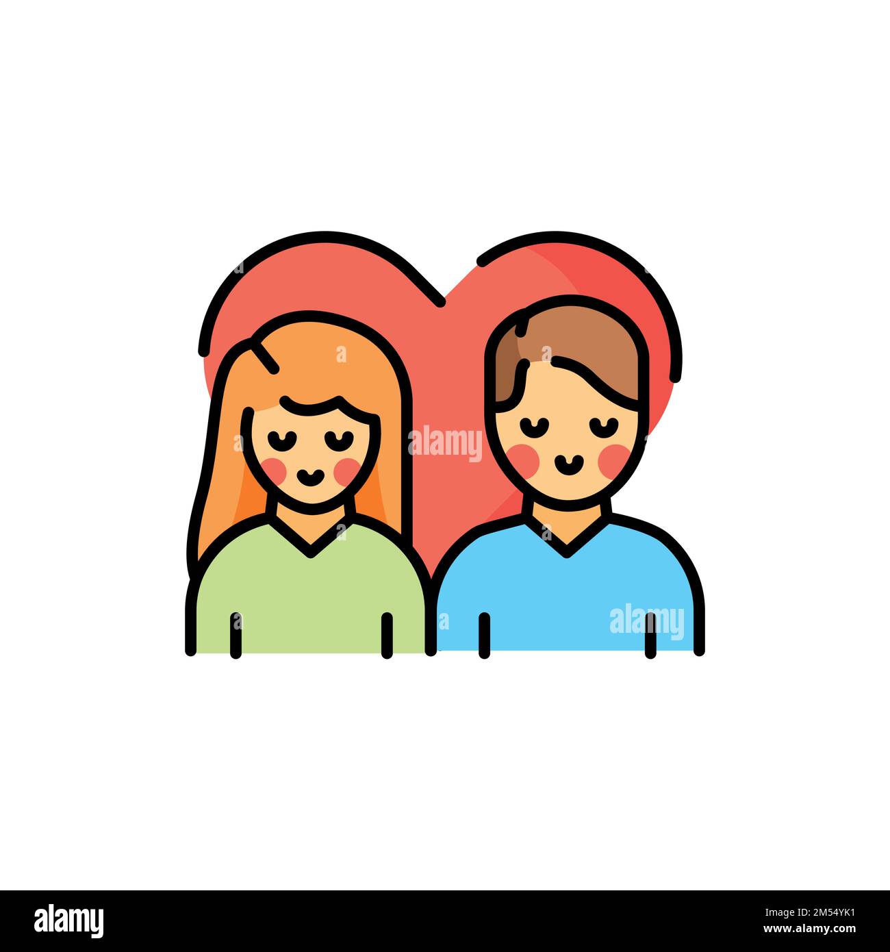 Couple in love color line icon. Romantic relationship. Girl and boy ...