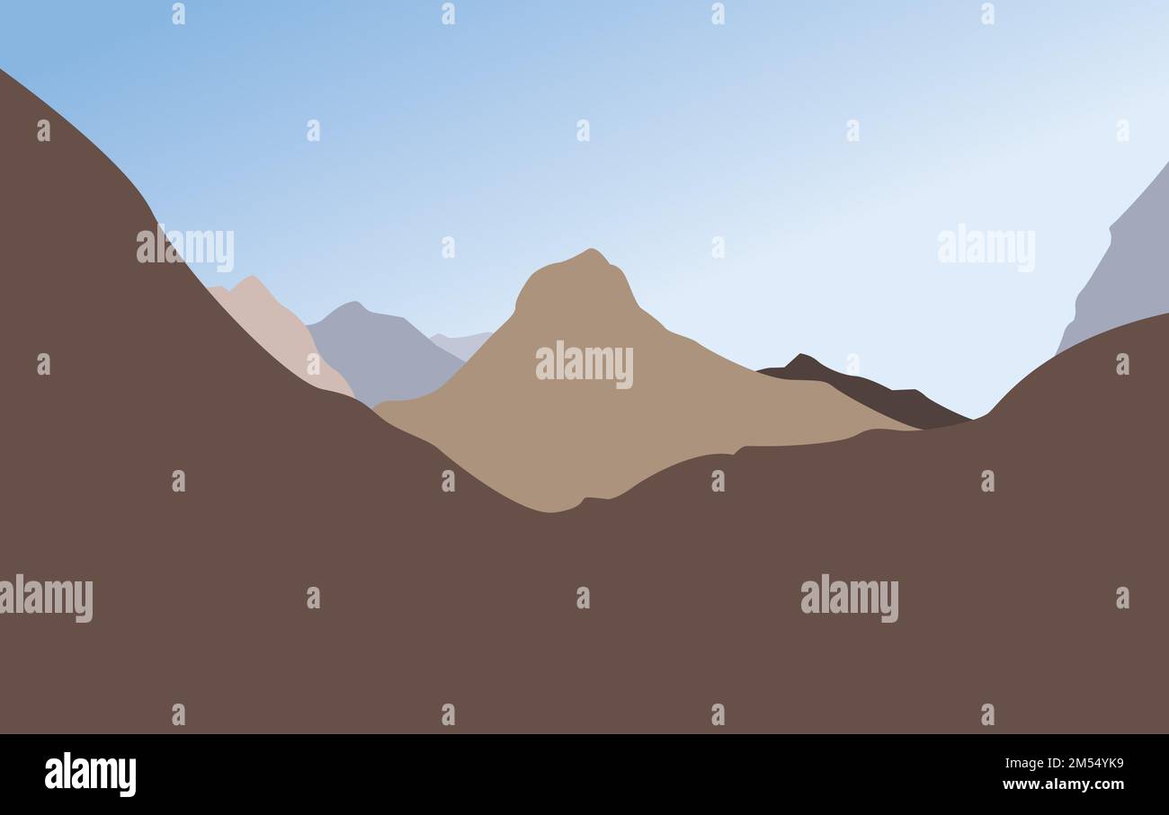 beautiful mountain scenery vector illustration Stock Vector Image & Art ...