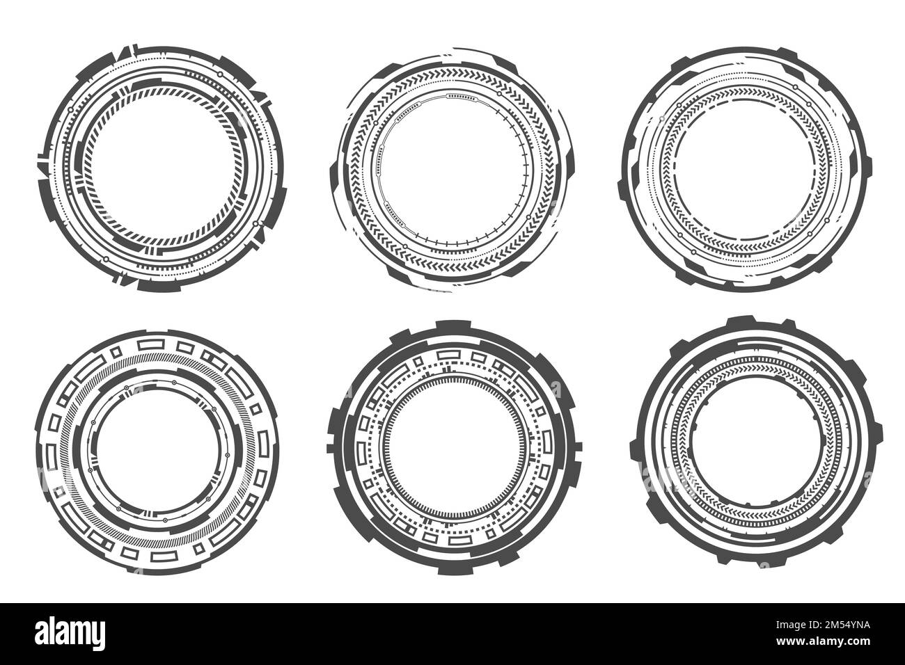 HUD futuristic elements. Abstract optical aim. Circle geometric shapes ...
