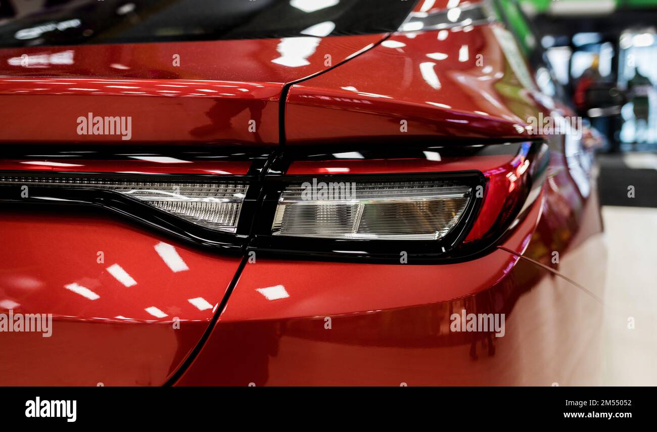 Rear headlight car. Detail metallic car with rear light close up Stock ...