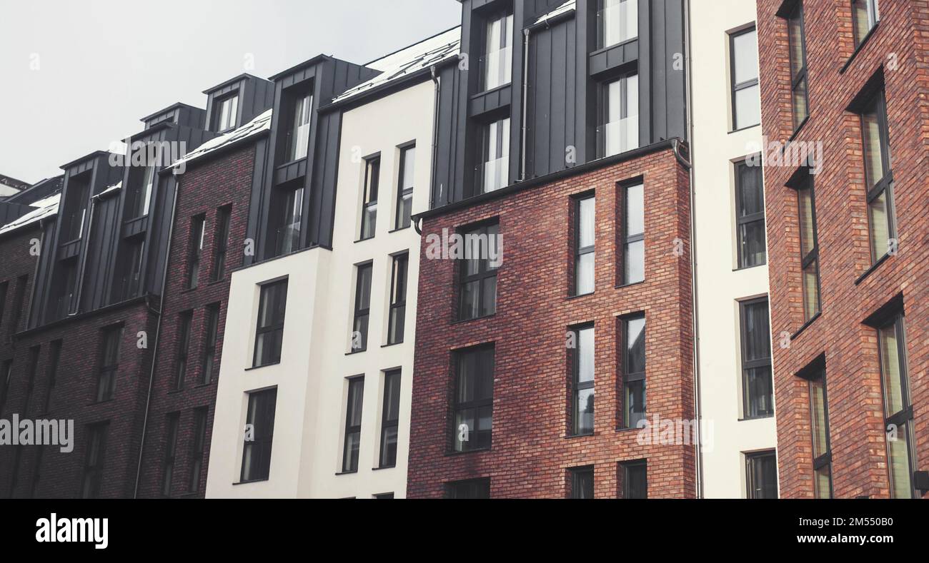 colorful facades of a modern building in Riga. housing loan Stock Photo ...