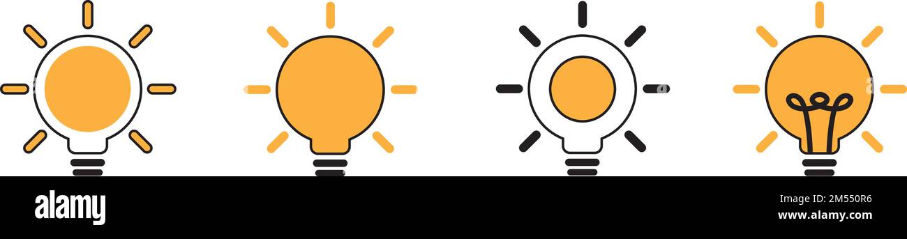 A vector illustration of set of light bulb icons in orange and black ...