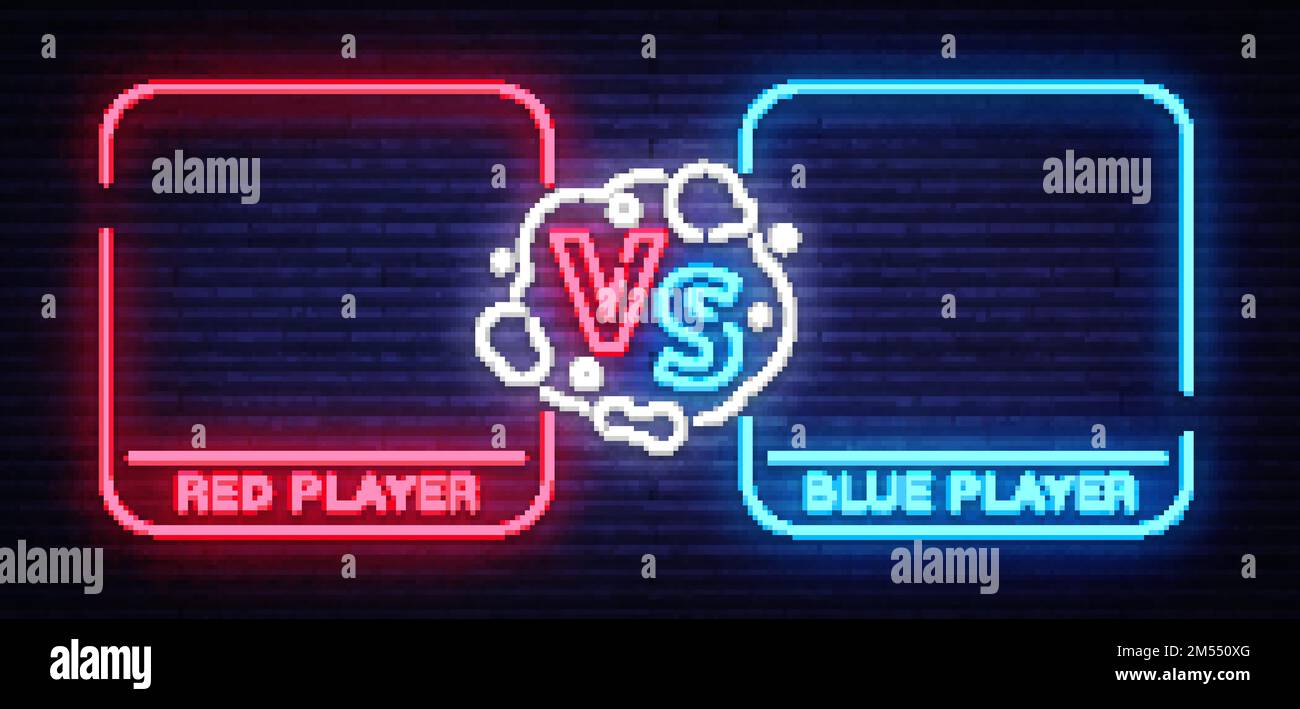 Versus screen design in neon style. Neon banner Announcement of two ...