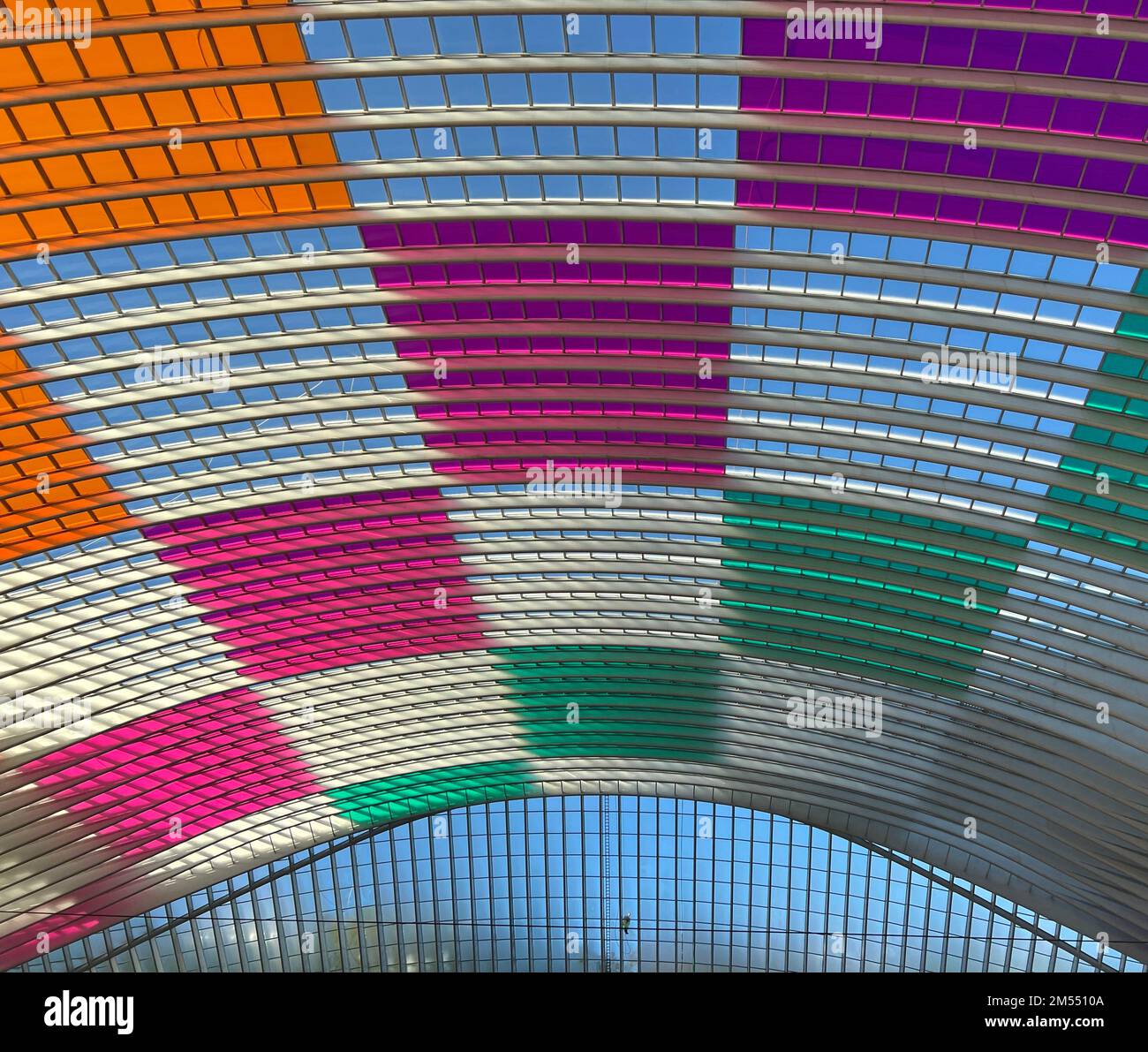 Colorful roof at the railway station in Liege in Belgium Stock Photo ...