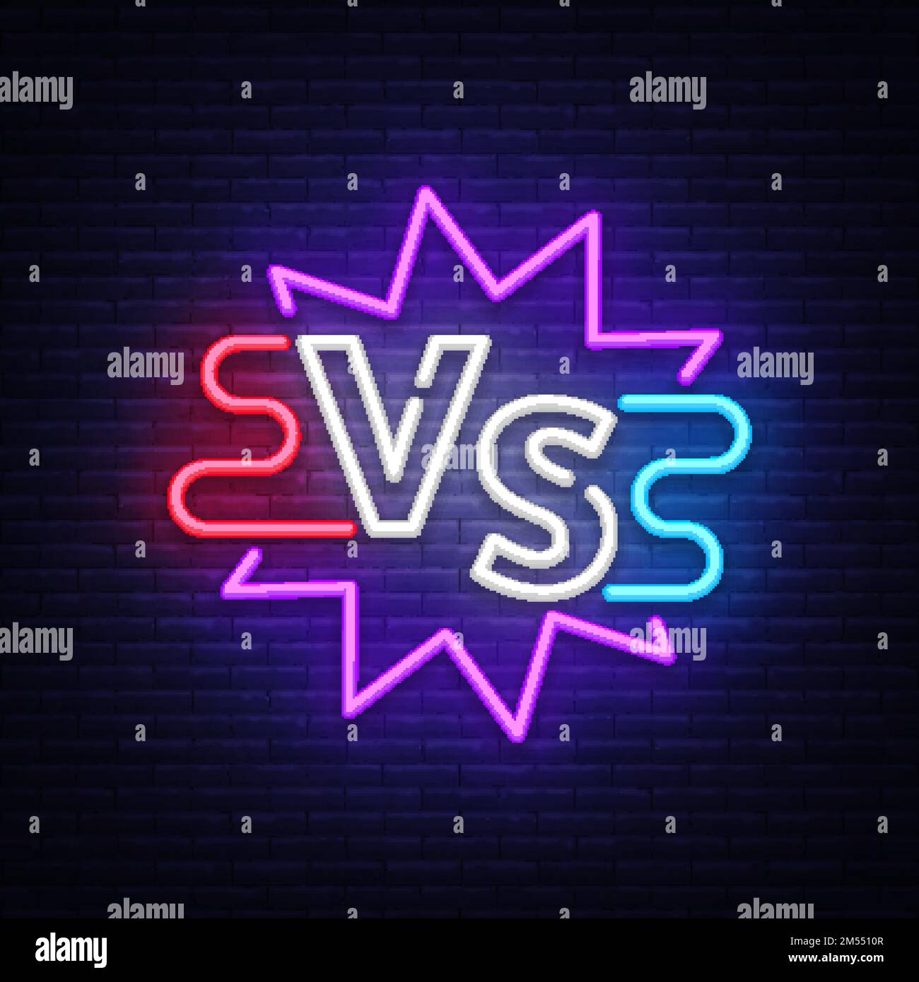 Versus neon sign. Neon symbol, icon, logo design template confrontation ...