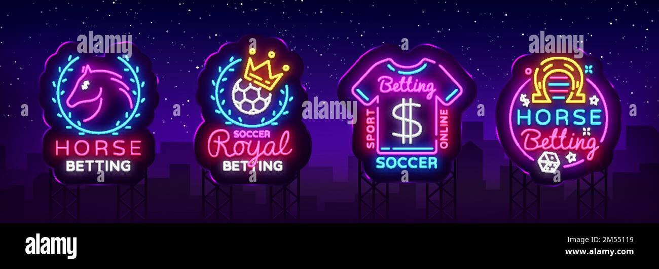 Betting Collection Logos in Neon Style. Set Neon signs Betting Sports ...