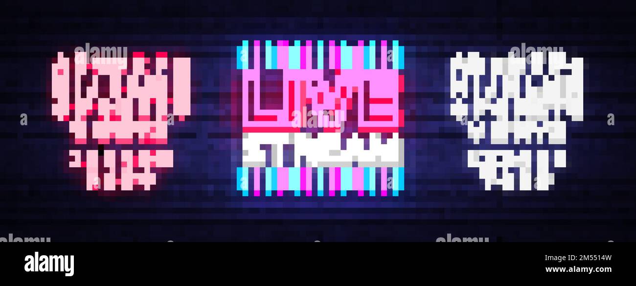 Neon sign live stream design element. Light banner, neon signboard for ...
