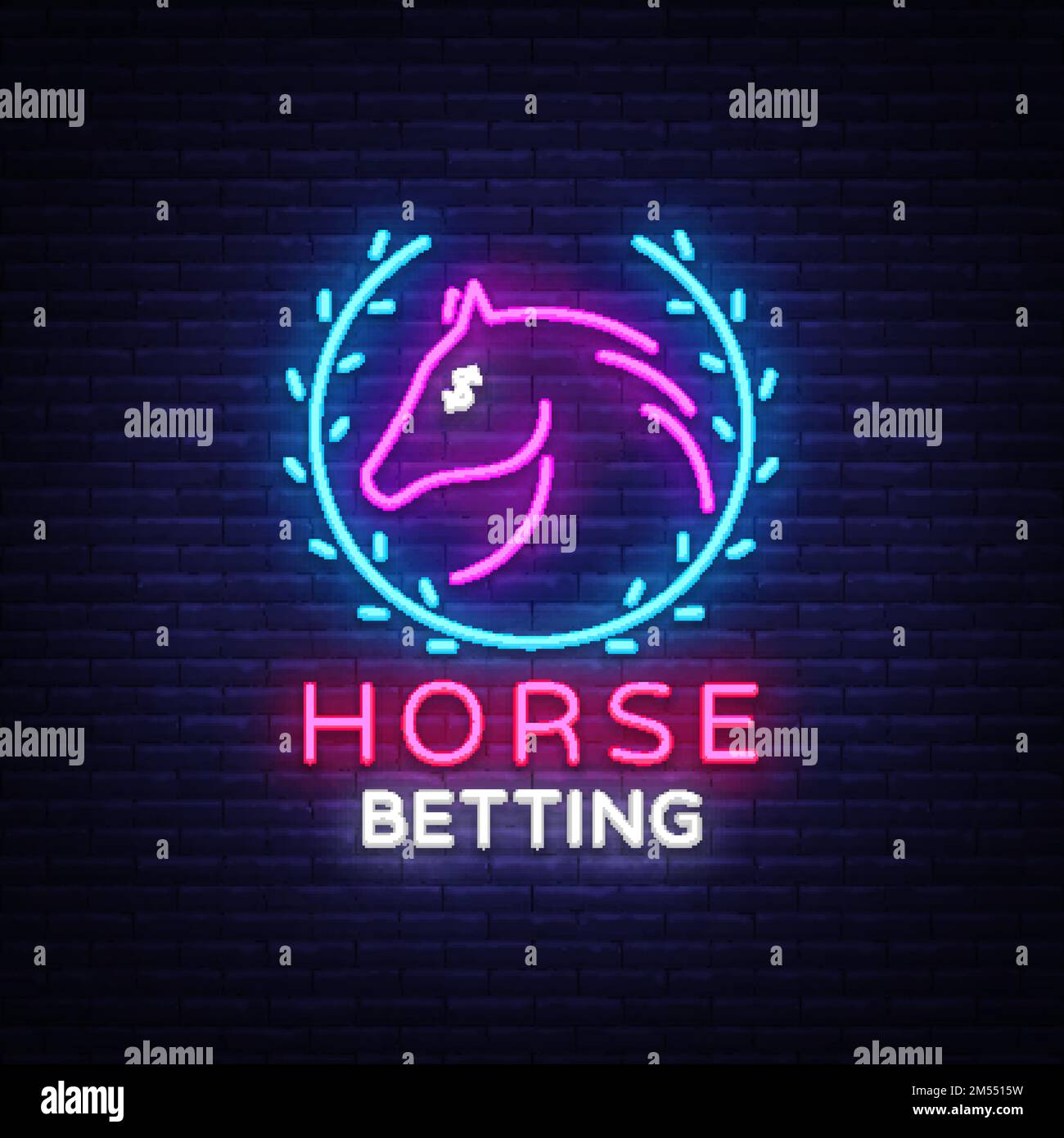 Horse Betting Neon Sign Vector. Horse Betting Logo in Neon Style ...