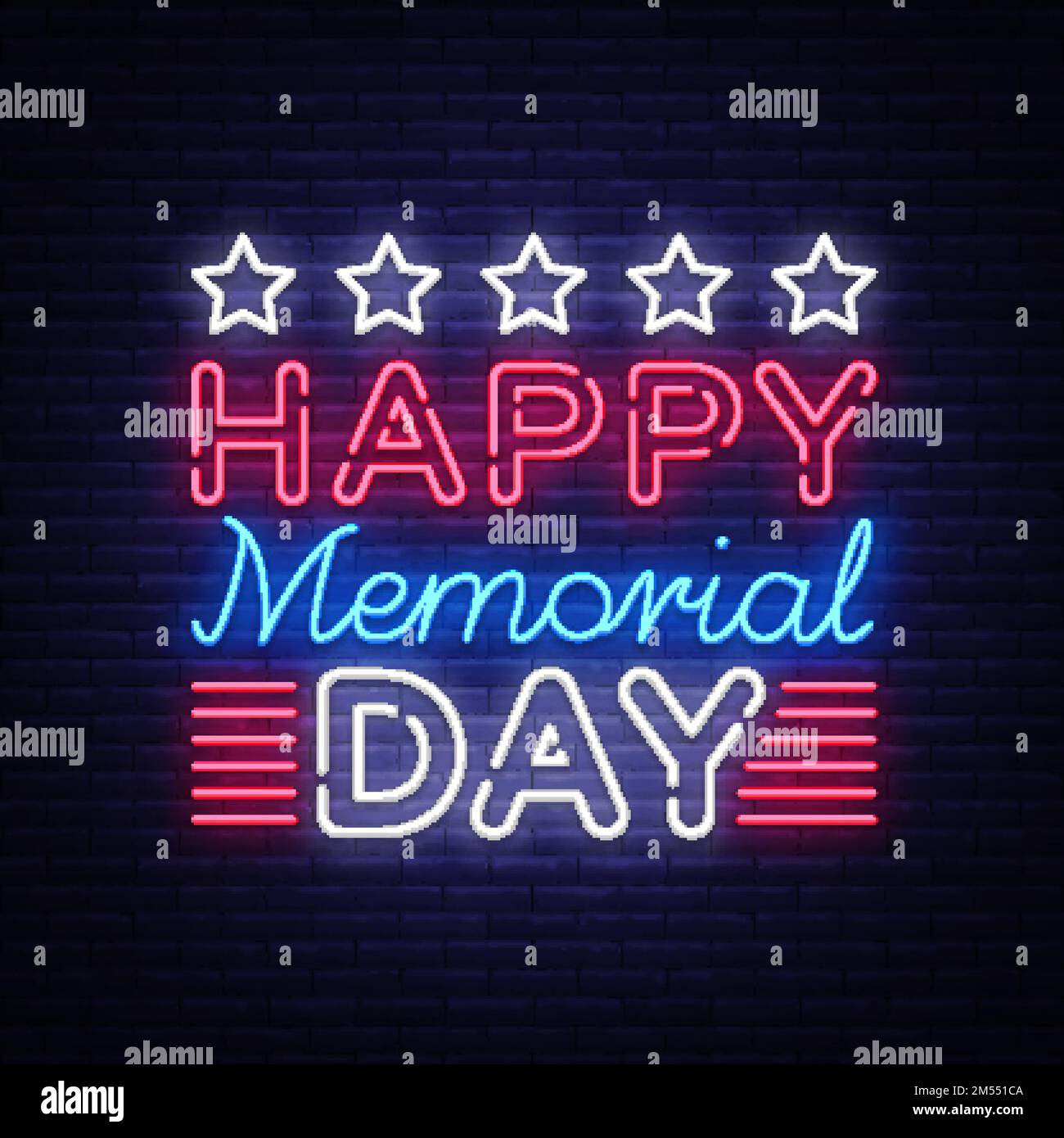 Memorial Day Vector. Memorial Day neon sign, design template, greeting ...