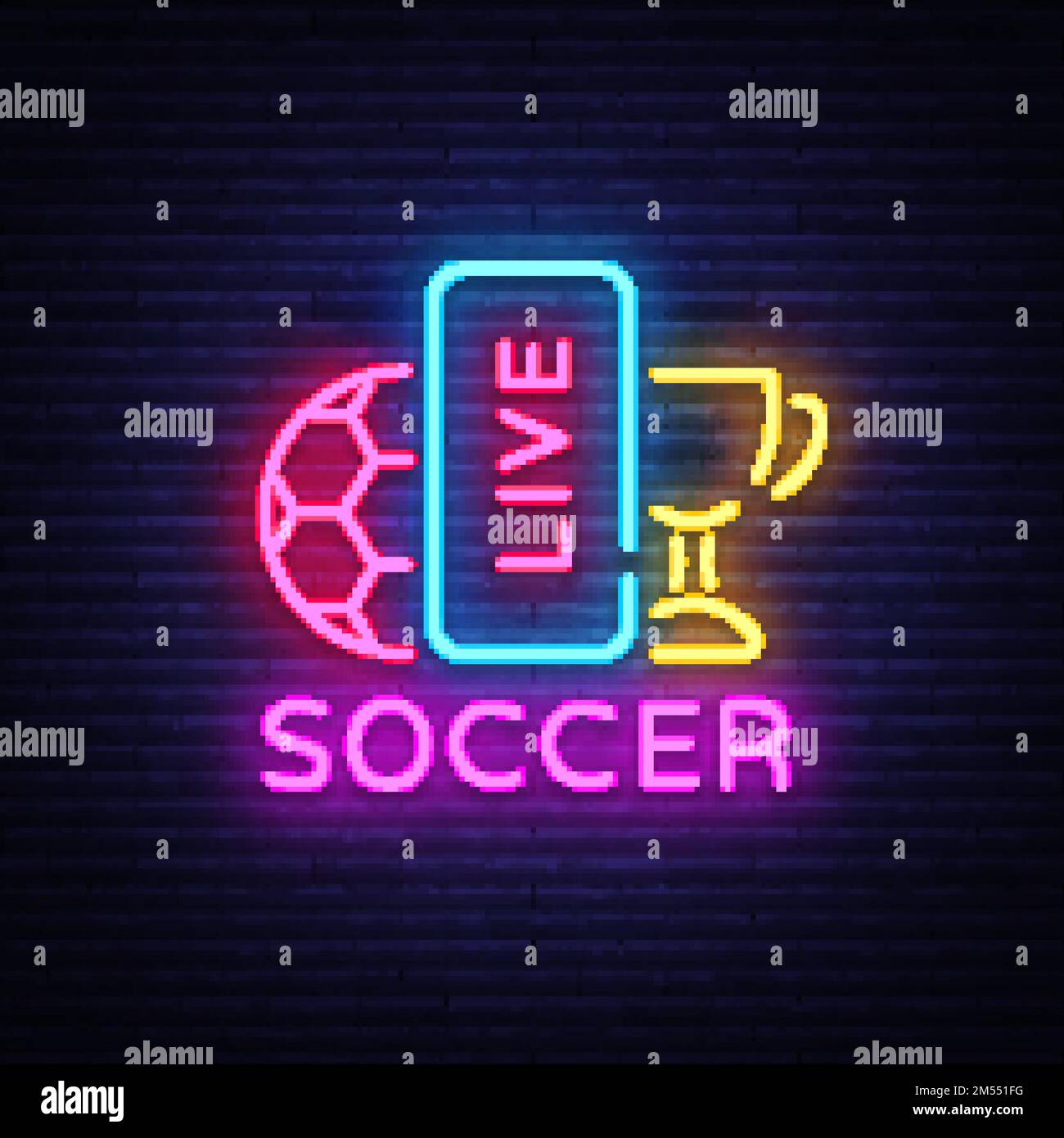 Live Soccer Neon Sign Vector. Live Football Logo neon, design template ...