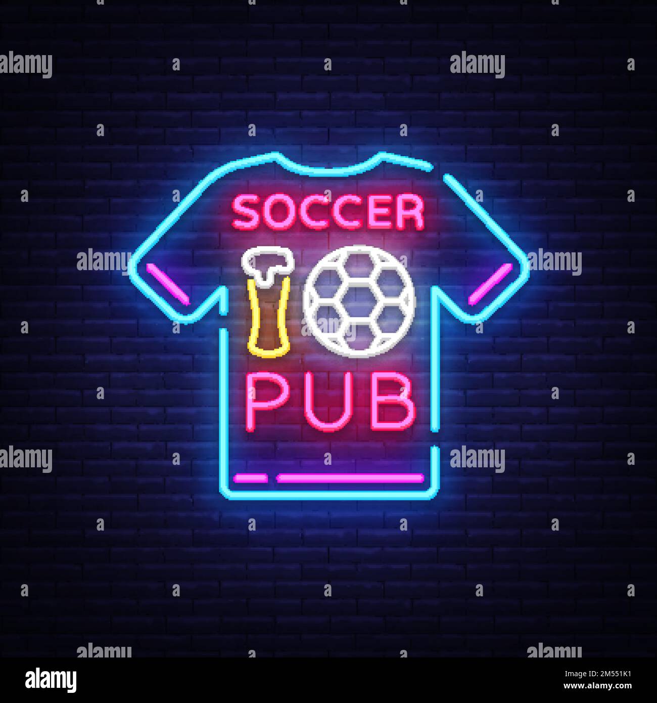 Soccer Pub Neon Sign Vector. Football Pub logo neon, T-Shirt concept ...