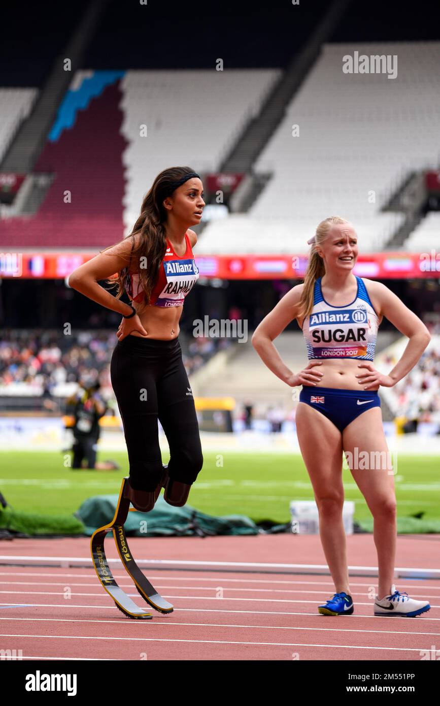 Abassia Rahmani & Laura Sugar after competing in the T43 T44 200m at the 2017 World Para ...