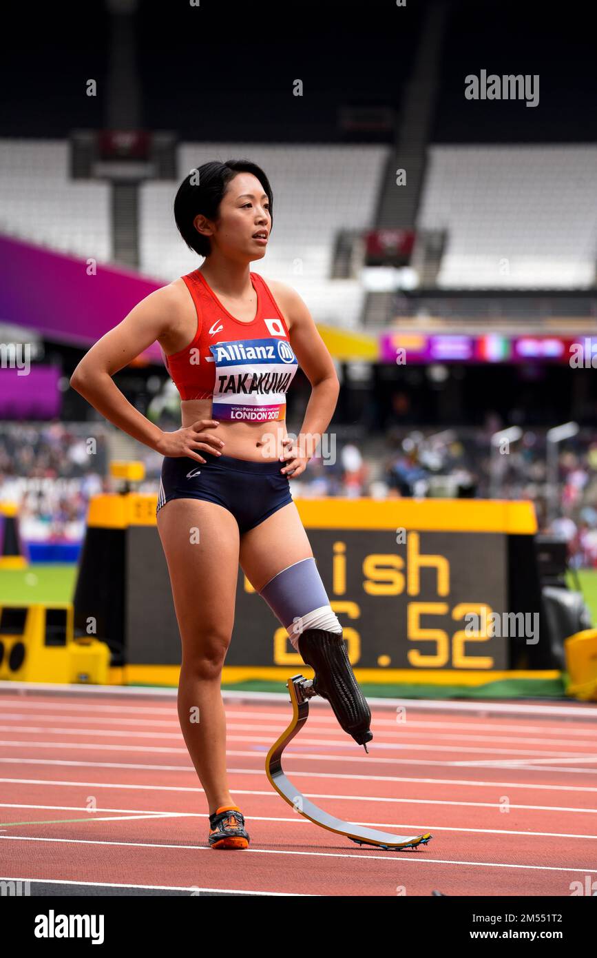 Saki Takakuwa after competing in the 200m T44 classification at the ...
