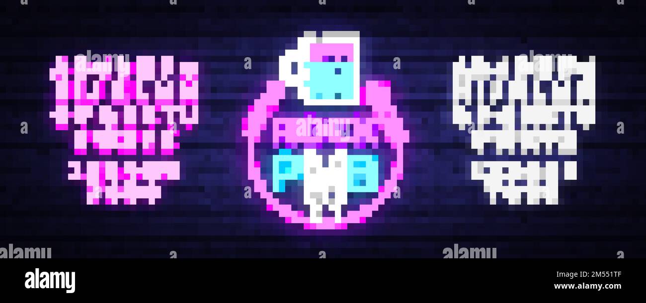 Rock Pub Logo Neon Vector. Rock Bar Neon Sign, Concept with a glass ...