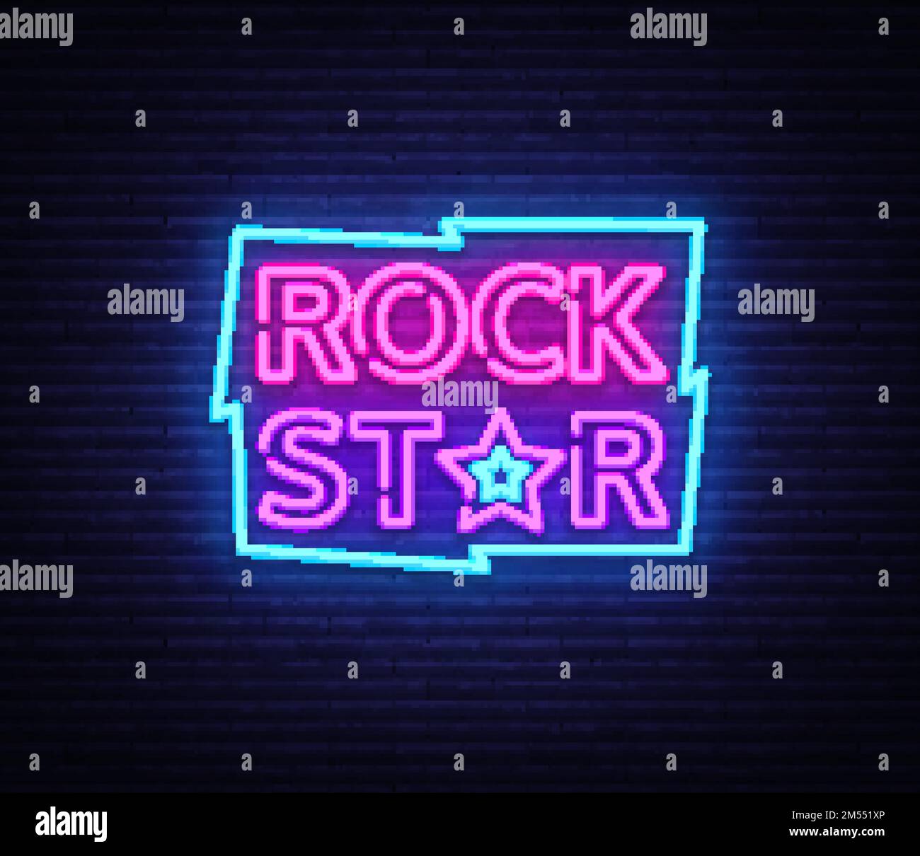 Rock Star Neon Sign Vector Illustration. Design template neon signboard ...