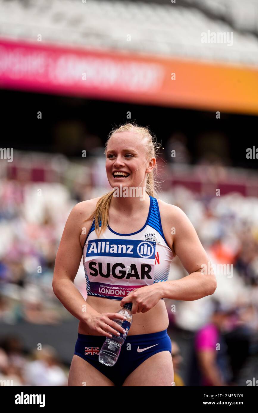 Laura Sugar after competing in the Women's 200m T44 race at the 2017 ...