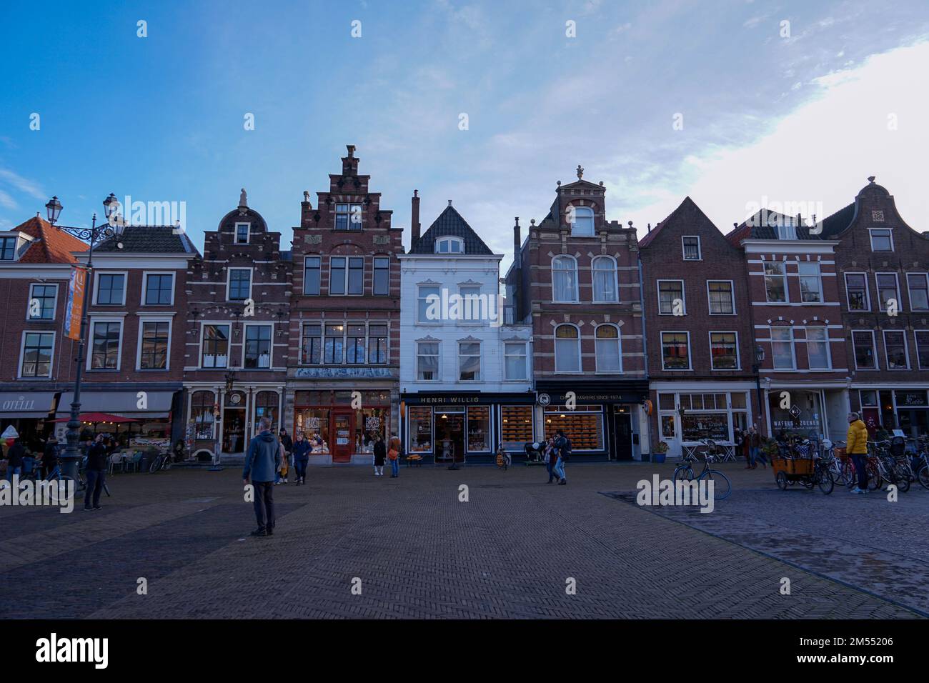 Traditional houses of Netherlands in the city center of Delft Stock ...