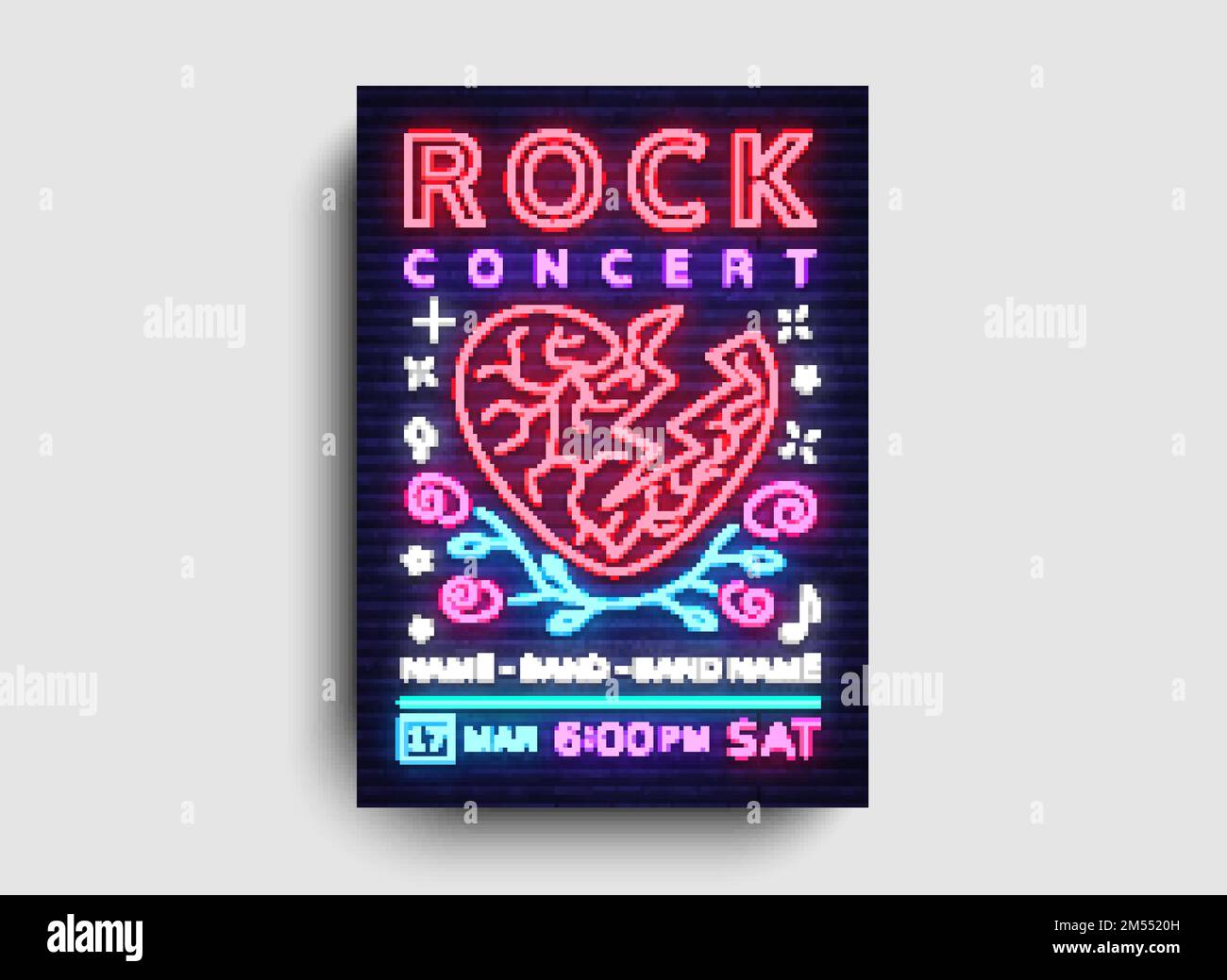 Rock music concert poster vector. Design Template Rock Music Festival ...