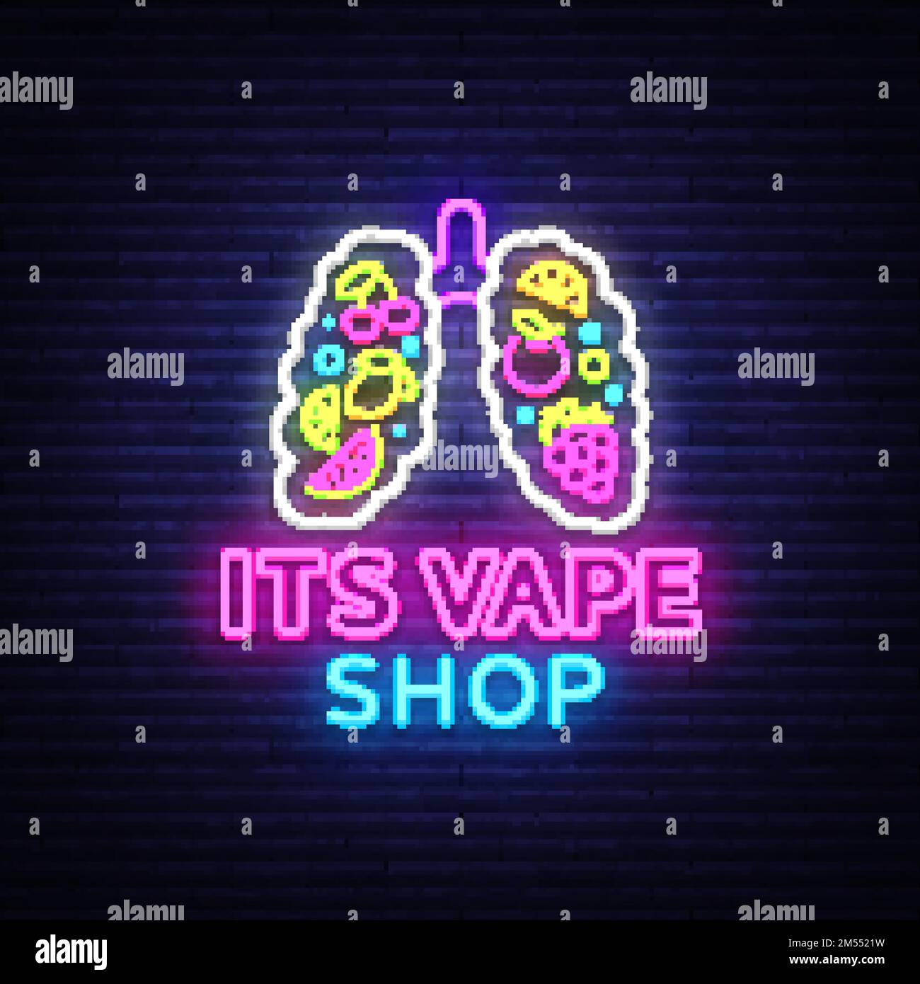 Vape Shop Neon Sign Vector Vaping Store Logo Emblem Neon Its Vape