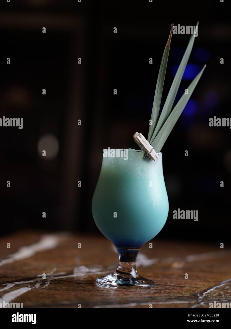 blue drink cocktaill in bar table Stock Photo - Alamy