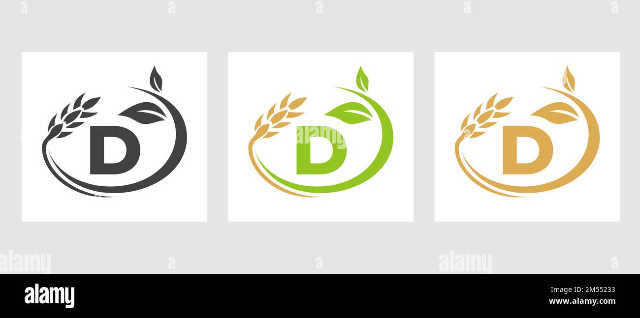 Letter D Agriculture Logo. Agribusiness, Eco-farm Design Template Stock ...