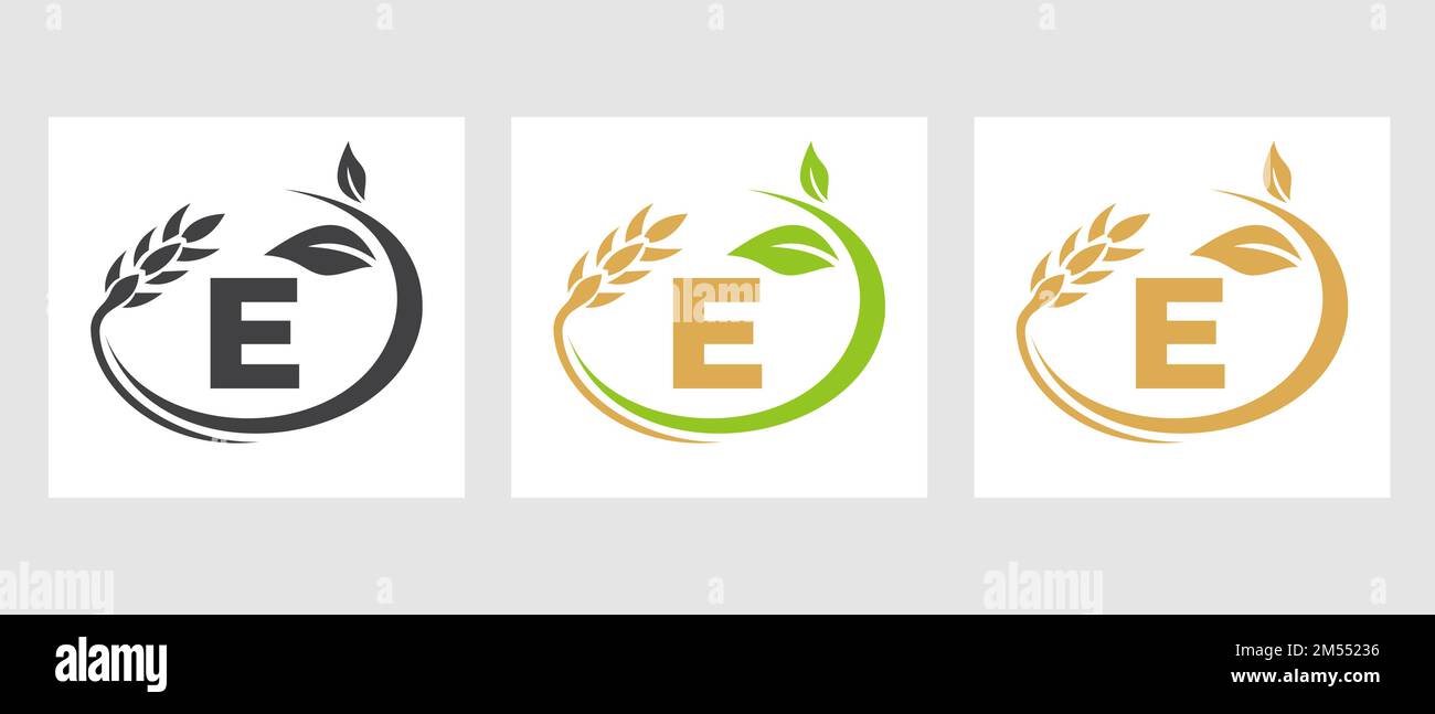 Letter E Agriculture Logo. Agribusiness, Eco-farm Design Template Stock ...