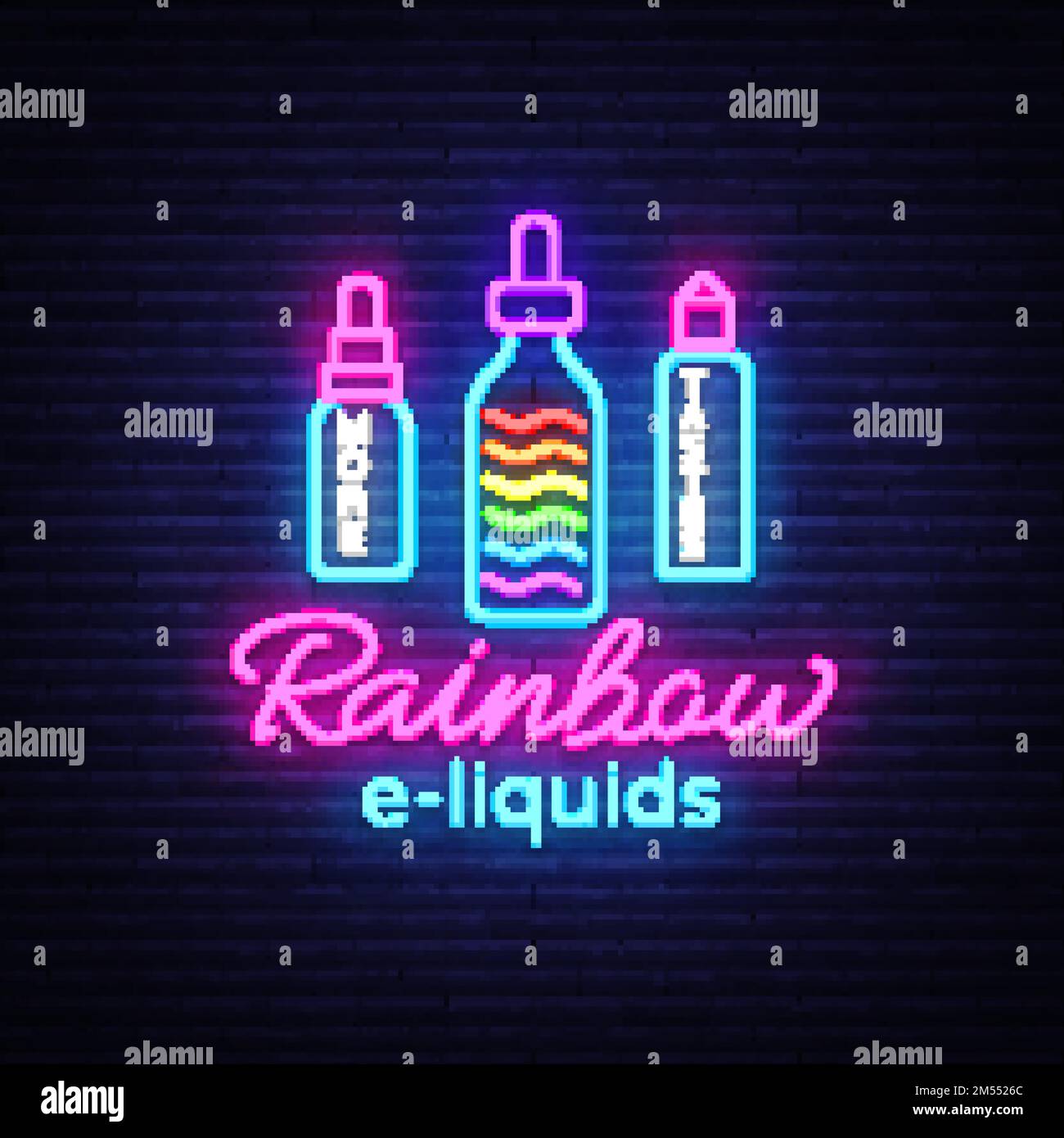 Vape Shop Logo Neon Vector Rainbow E Liquids Concept Vape Neon Sign