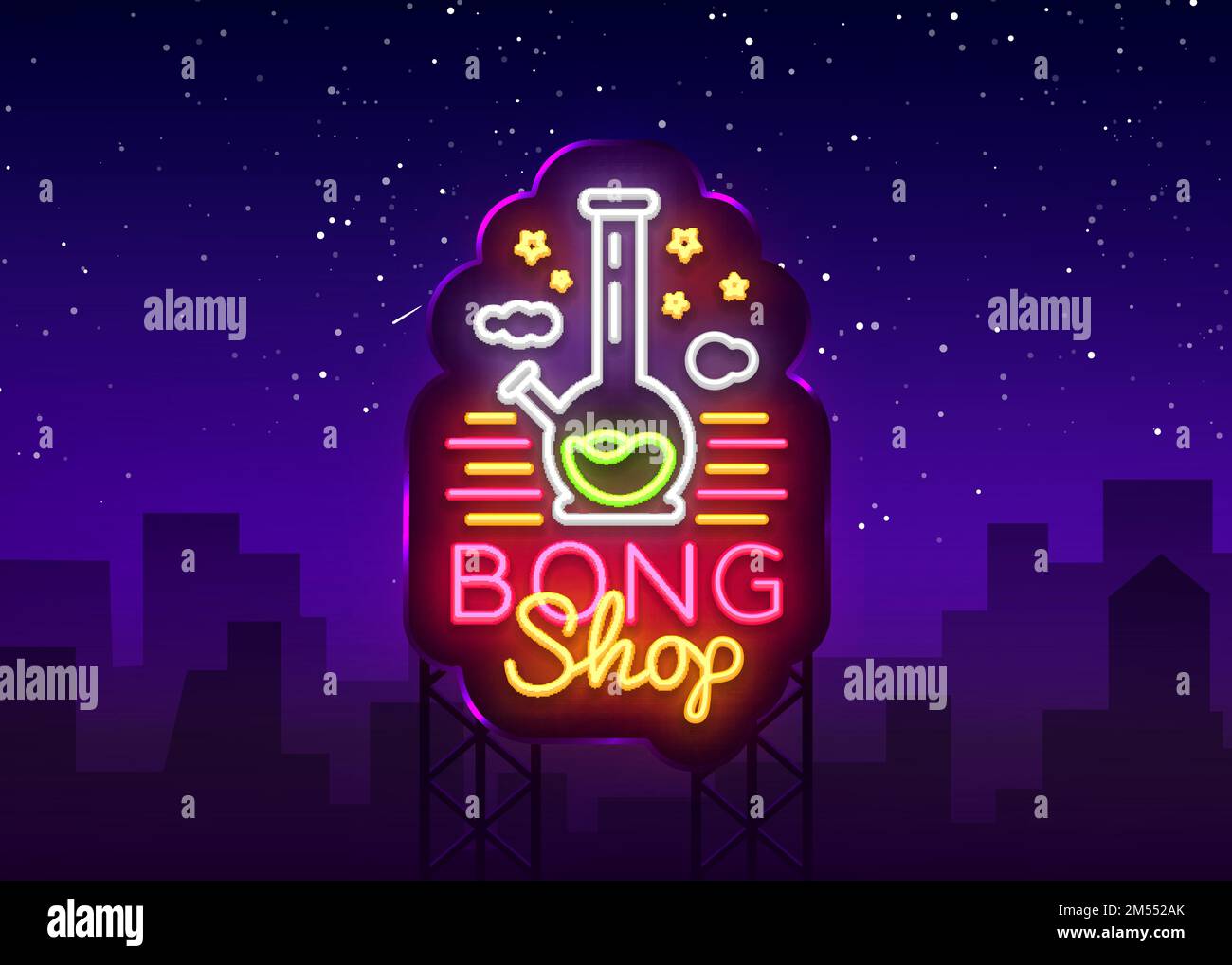Bong Shop neon sign. Logo design template for shop advertising or ...