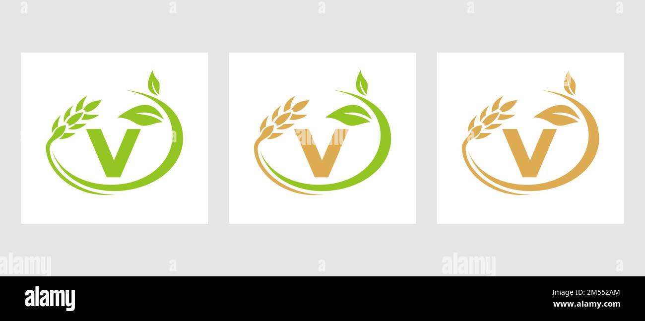 Letter V Agriculture Logo. Agribusiness, Eco-farm Design Template Stock ...