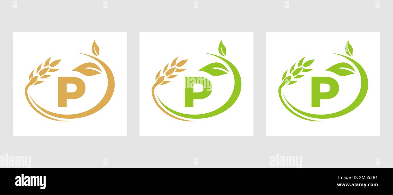 Letter P Agriculture Logo. Agribusiness, Eco-farm Design Template Stock ...