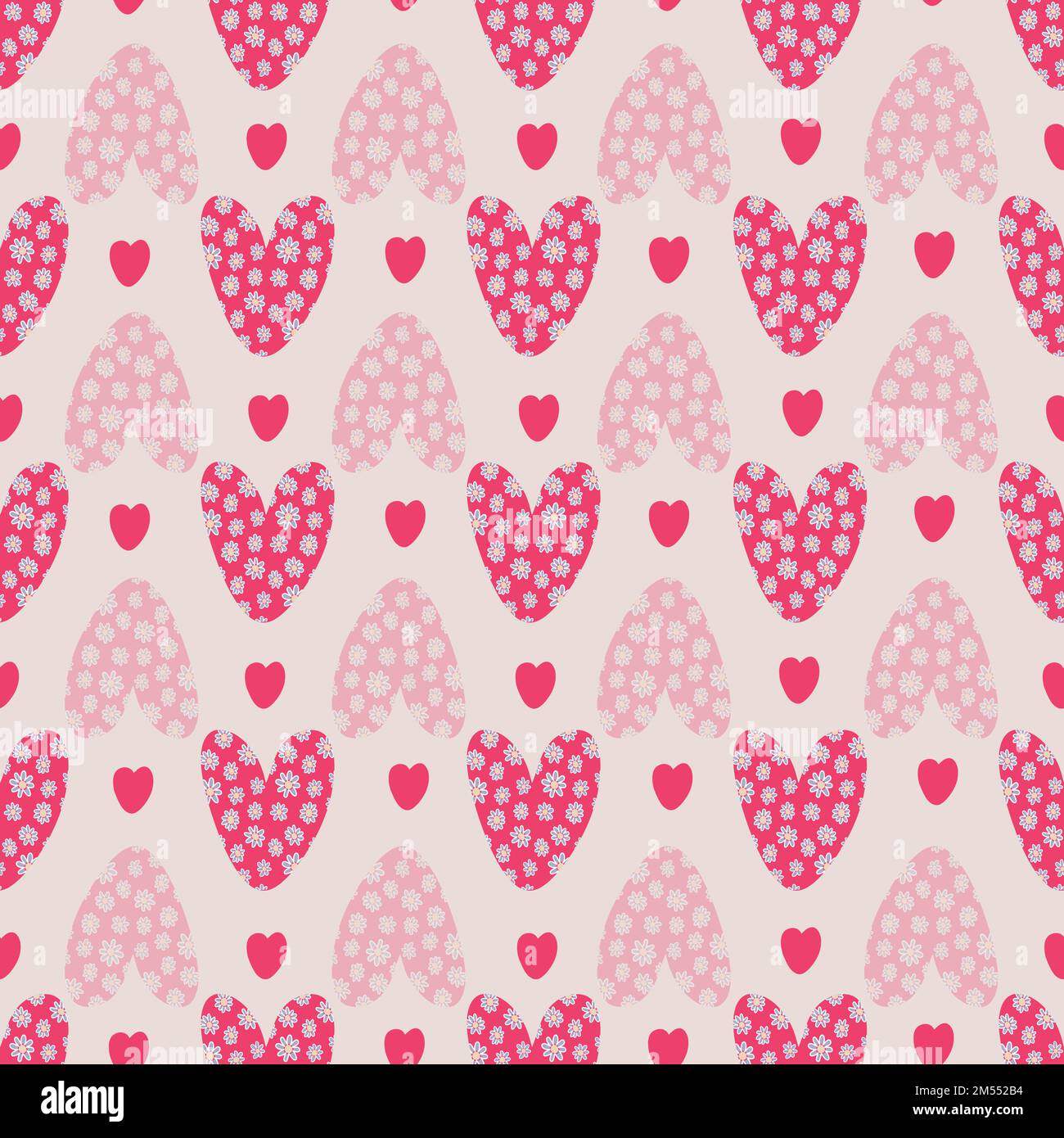 Hand drawn heart shape seamless pattern. Valentine background Stock ...