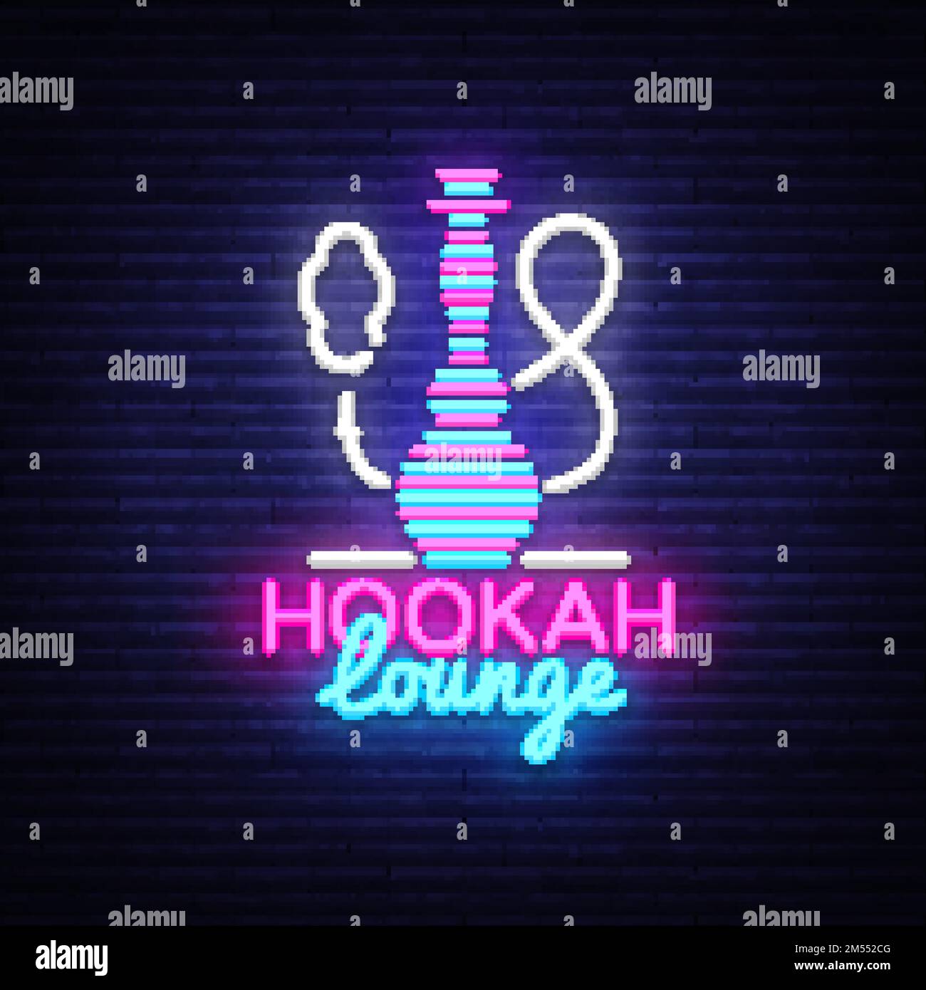 Hookah neon sign vector. Hookah Lounge logo in neon style design ...